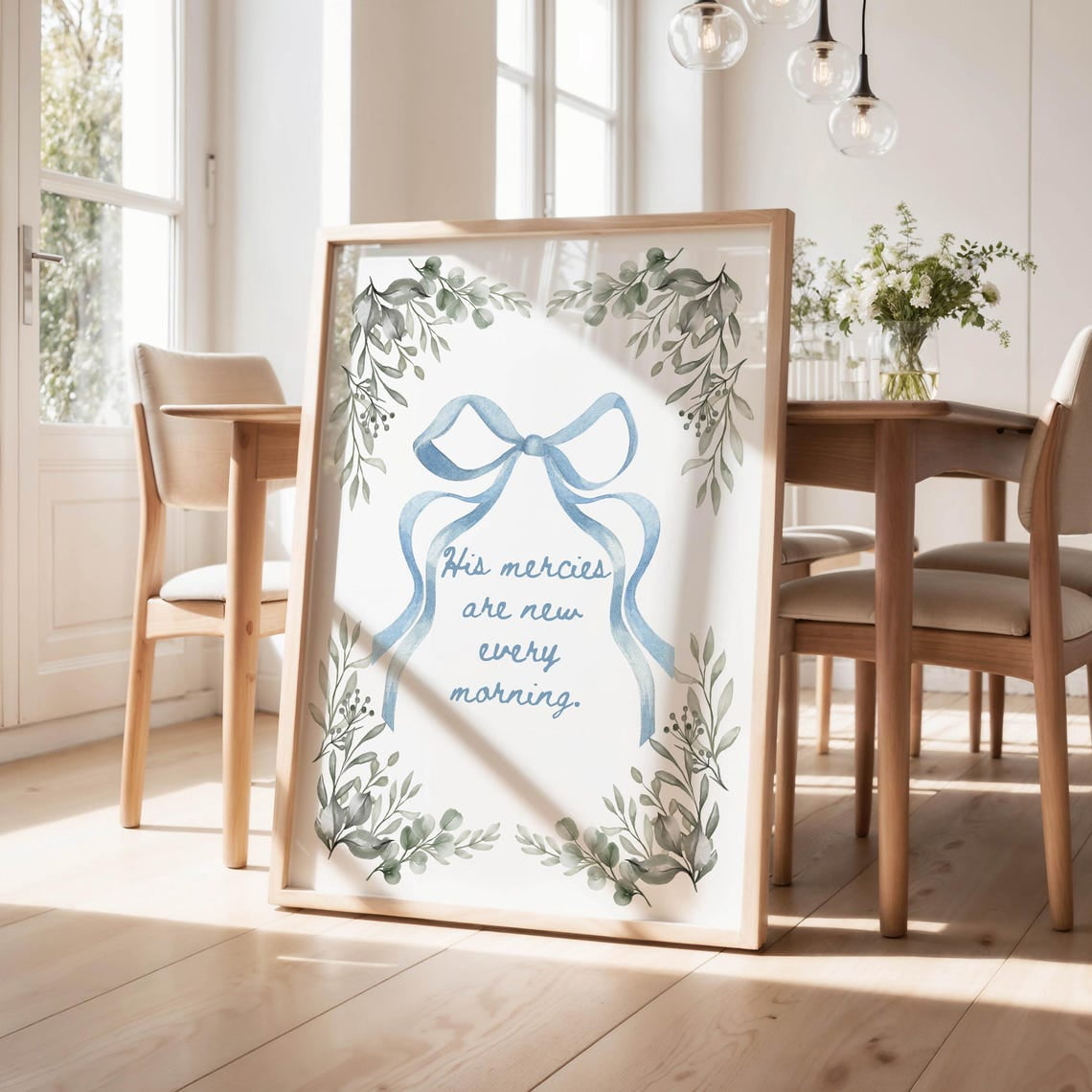 Blue Christian Wall Art Bible Verse Nursery Baby Room Decor Cute Bow ...