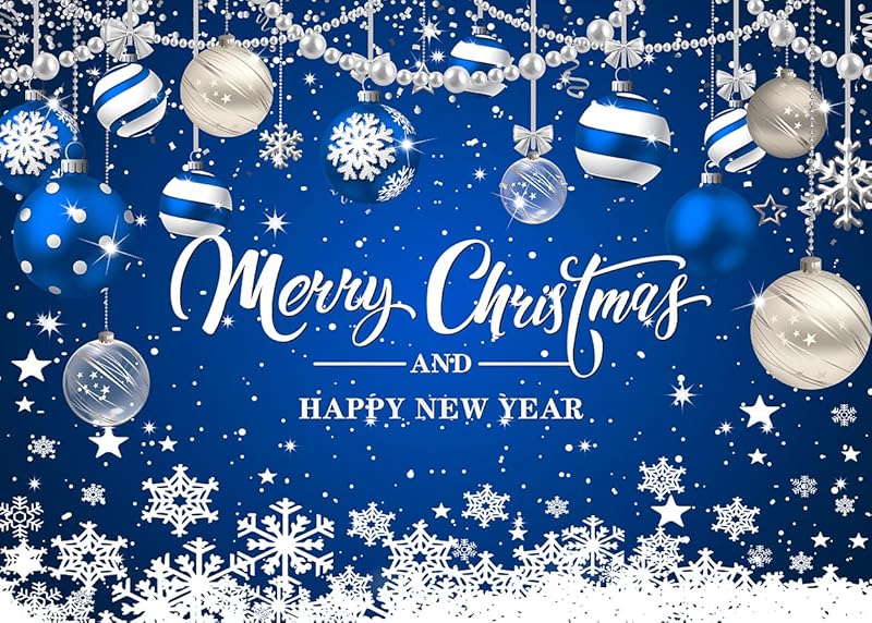 Blue Christmas Backdrop White Snowflake Merry Christmas Photography ...