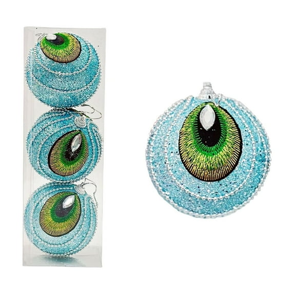 Blue Christmas Ball Ornament Set 3 Pieces Hanging Decoration For Tree ...