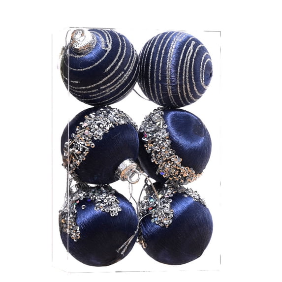 Blue Christmas Ball Ornaments For Xmas Tree 6 Pcs White Christmas Tree ...