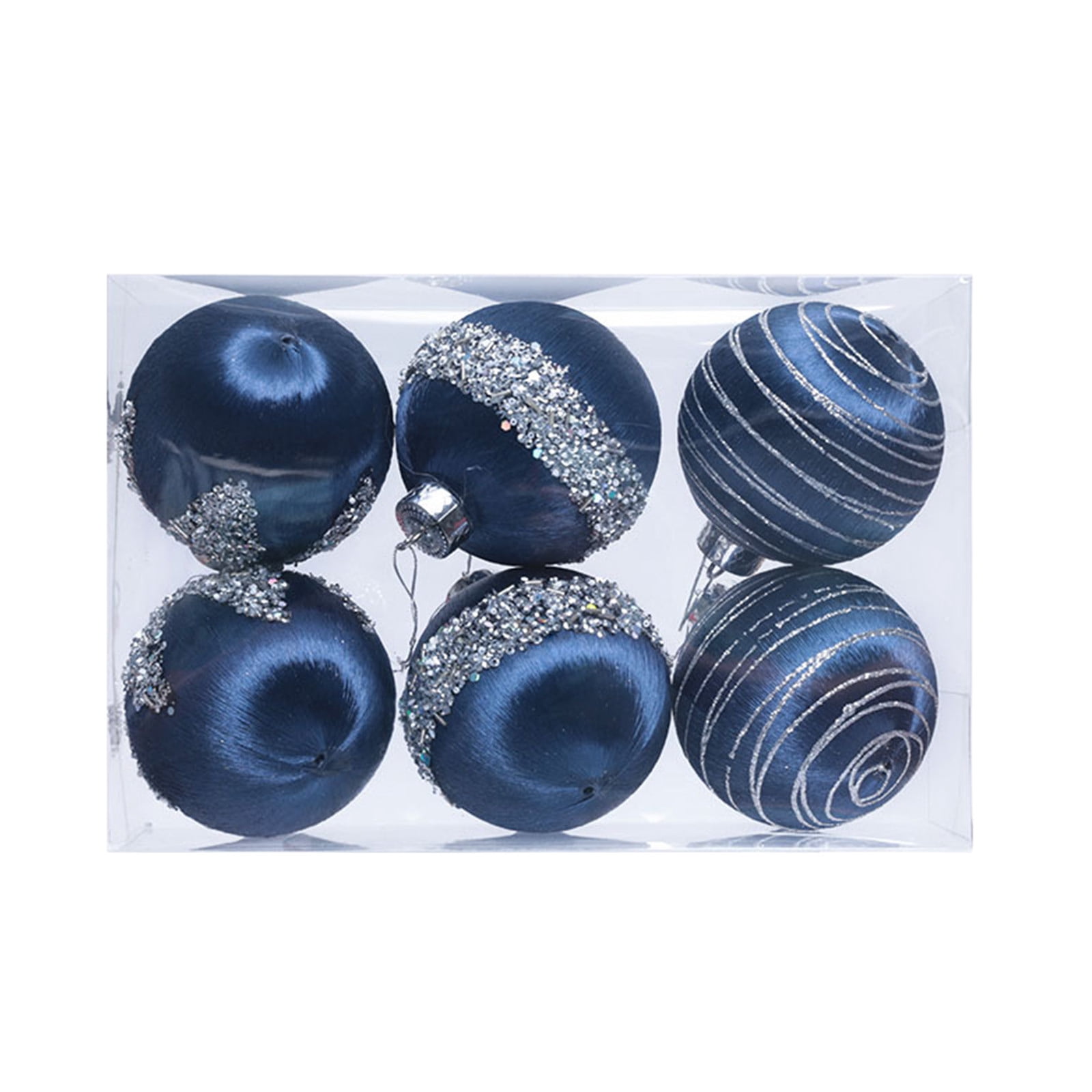 Blue Christmas Balls Ornaments For Xmas Tree 6 Pcs White Christmas Tree ...
