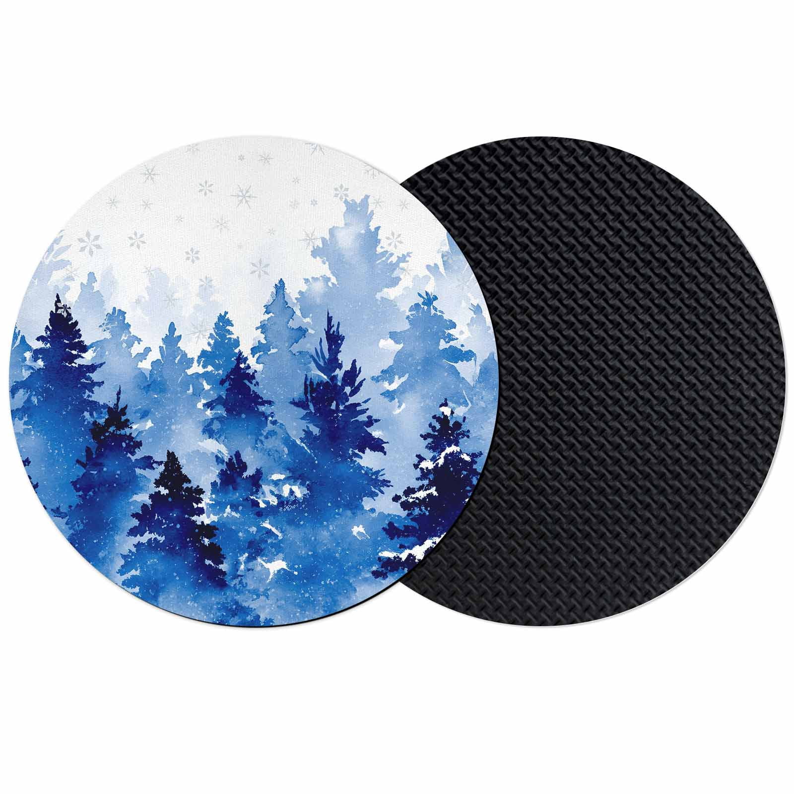 Blue Christmas Coasters Set of 2, Absorbent Coasters for Drinks, Winter ...