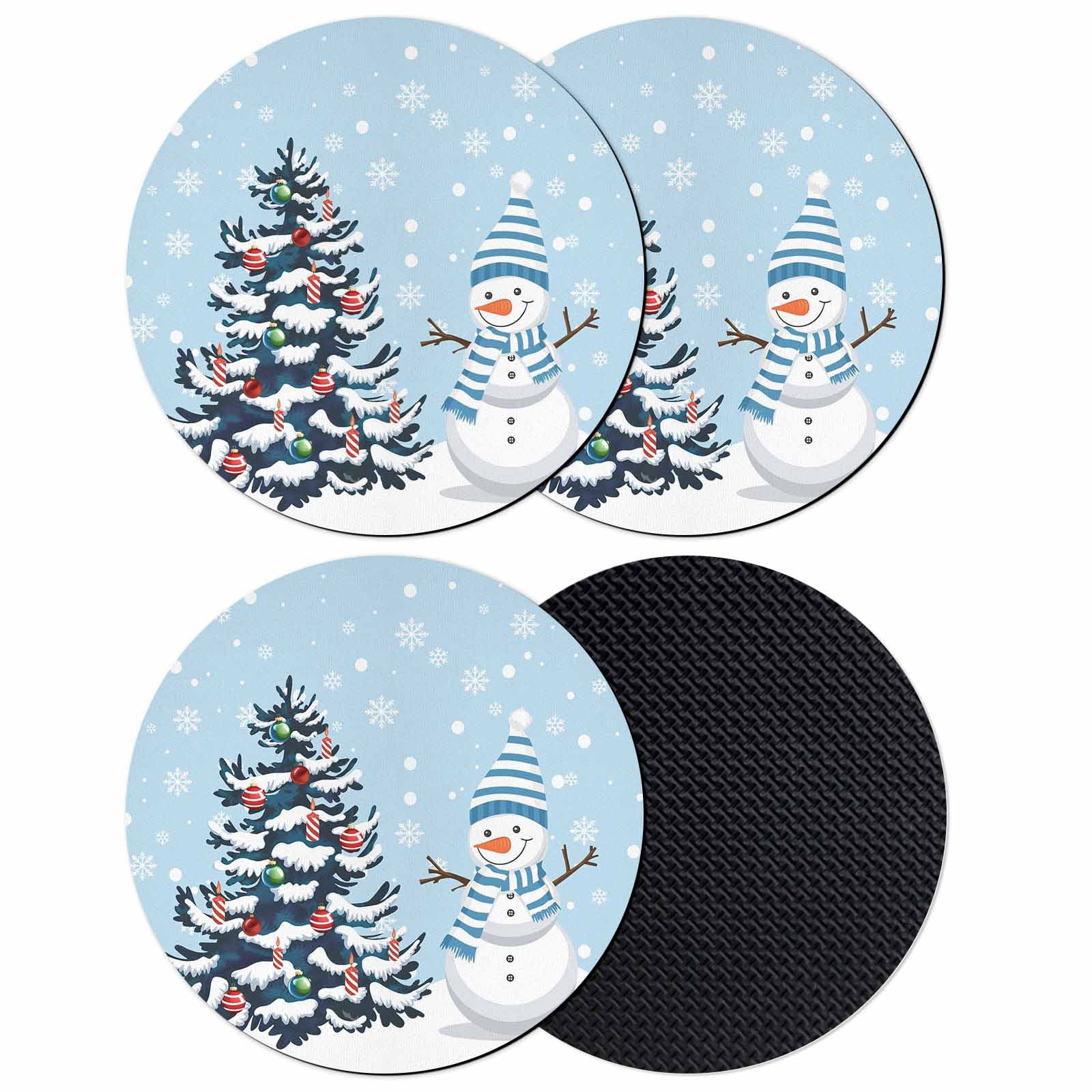 Blue Christmas Coasters Set of 4, Absorbent Coasters for Drinks ...