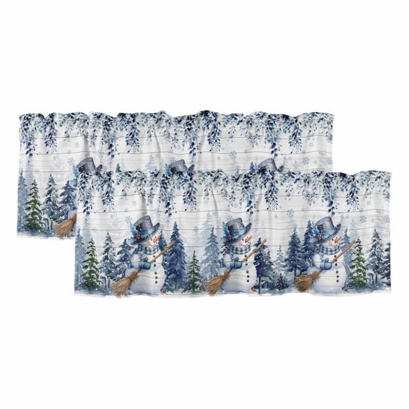 Blue Christmas Curtain Valances for Windows, Kitchen Valance Window ...