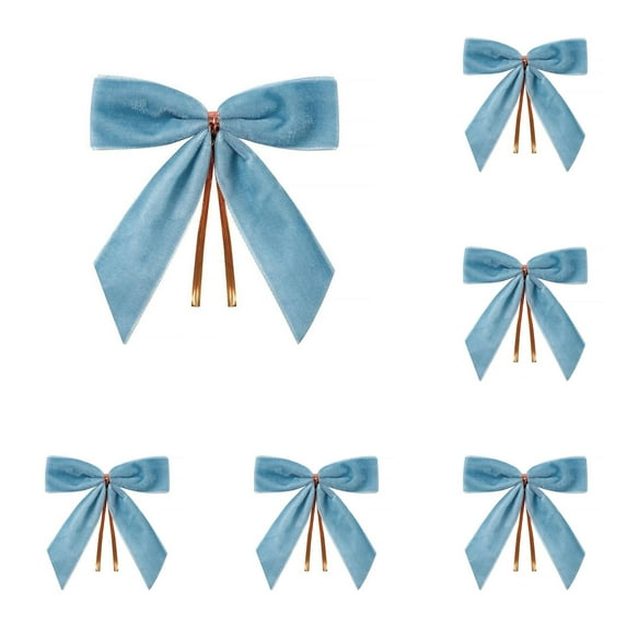 Blue Christmas Decor Small Christmas Bows 12Pcs Vintage Double Faced ...