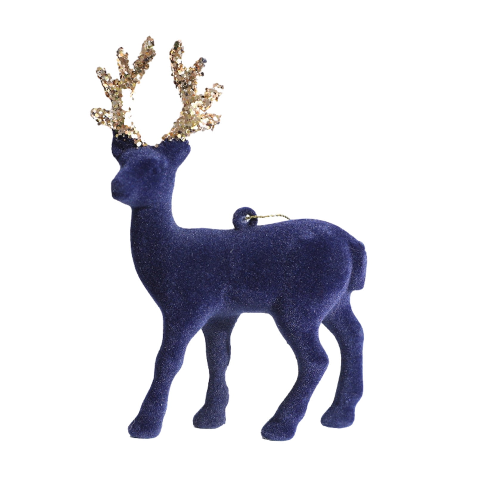 Blue Christmas Deer Glitter Ornament 13X8.5X2 Cm Plastic Hanging Decor ...