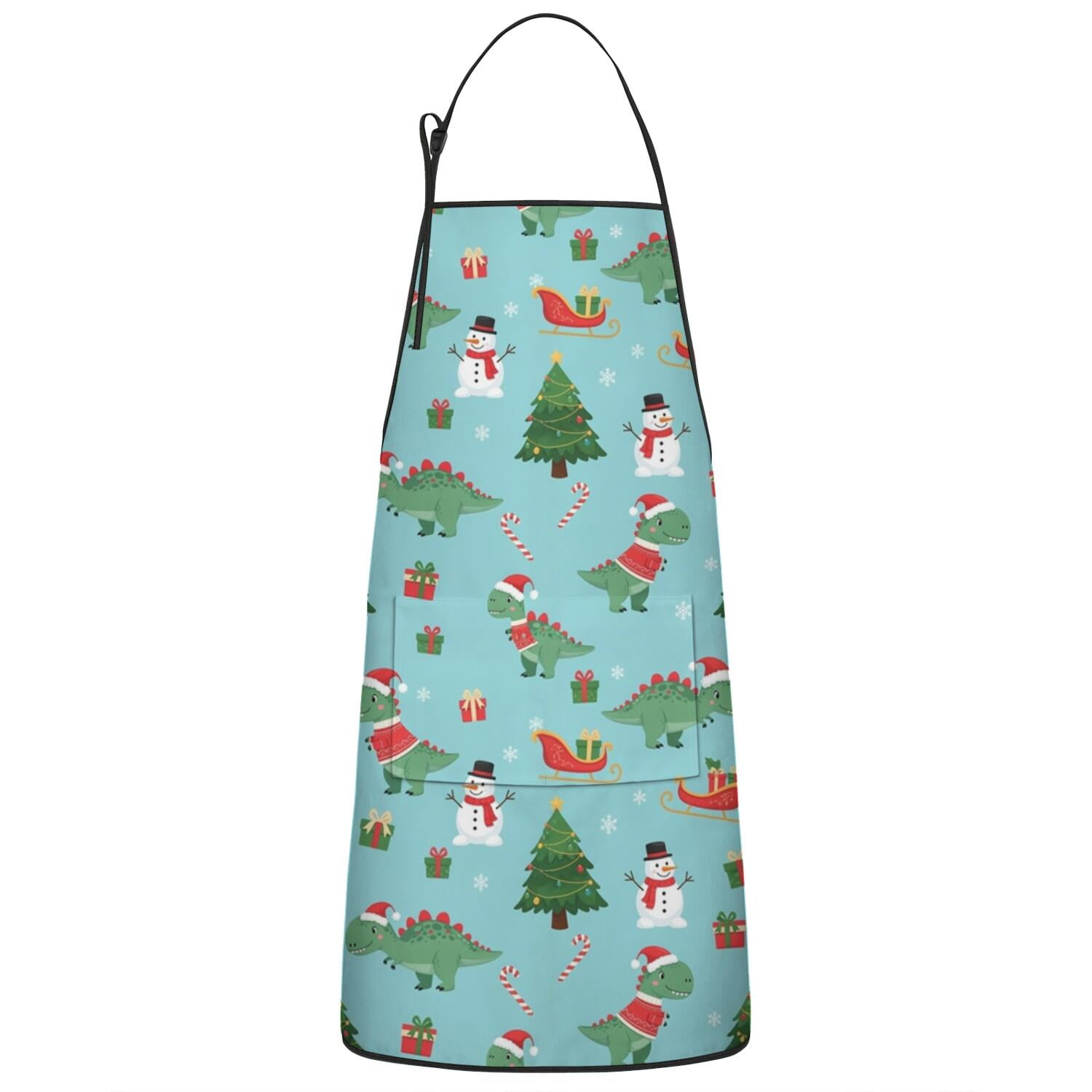 Blue Christmas Dinosaurs Snowmen Pattern Apron-Garden Aprons for Women ...