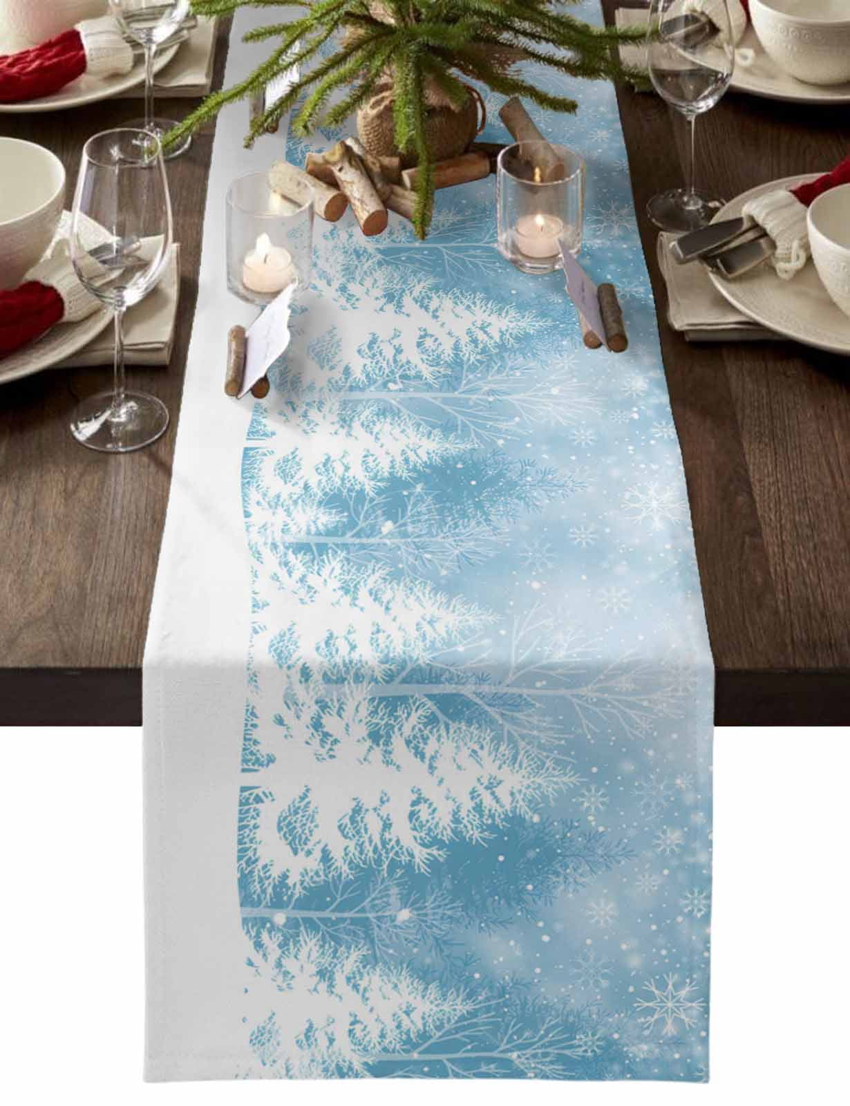 Blue Christmas Dresser Scarf Farmhouse, Dining Table Decorations for ...