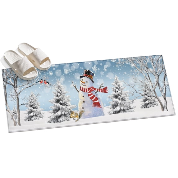 Blue Christmas Hallway Runner Rug 2x6 Washable Non Slip Kitchen Runner ...
