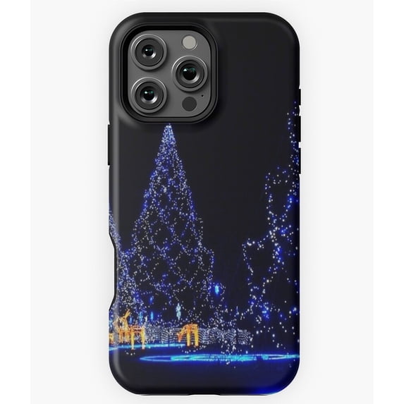 Blue Christmas Holiday Tree Lights Phone Case for iPhone 16 15 14 13 12 ...