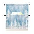 Blue Christmas Kitchen Curtains Set for Windows 3 Piece Cafe Curtains ...