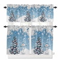 Blue Christmas Kitchen Curtains and Valances Set, Winter Snowman ...