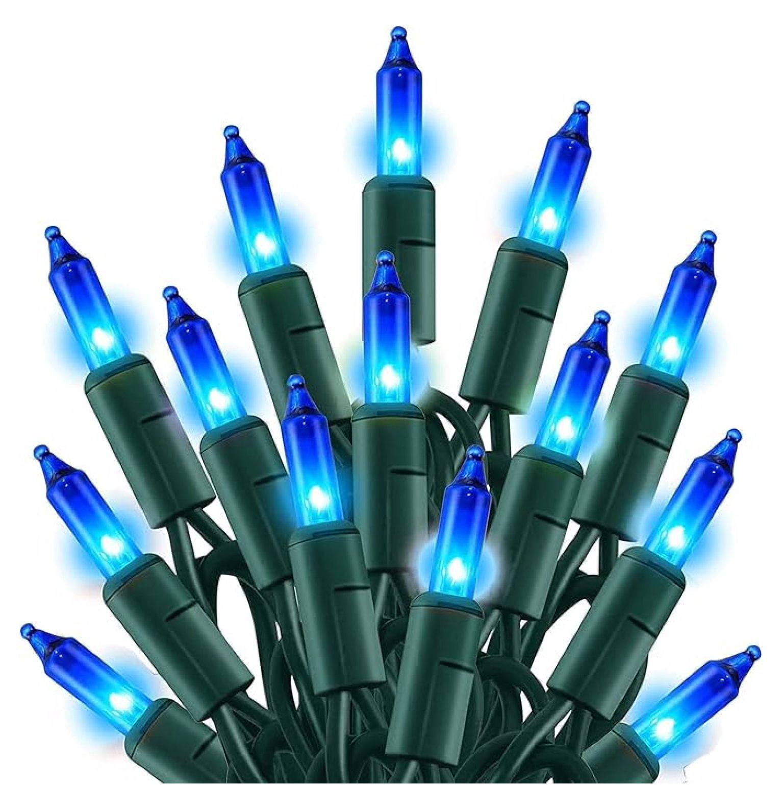 Blue Christmas Lights 20FT 100 Count - Incandescent Mini String Lights ...