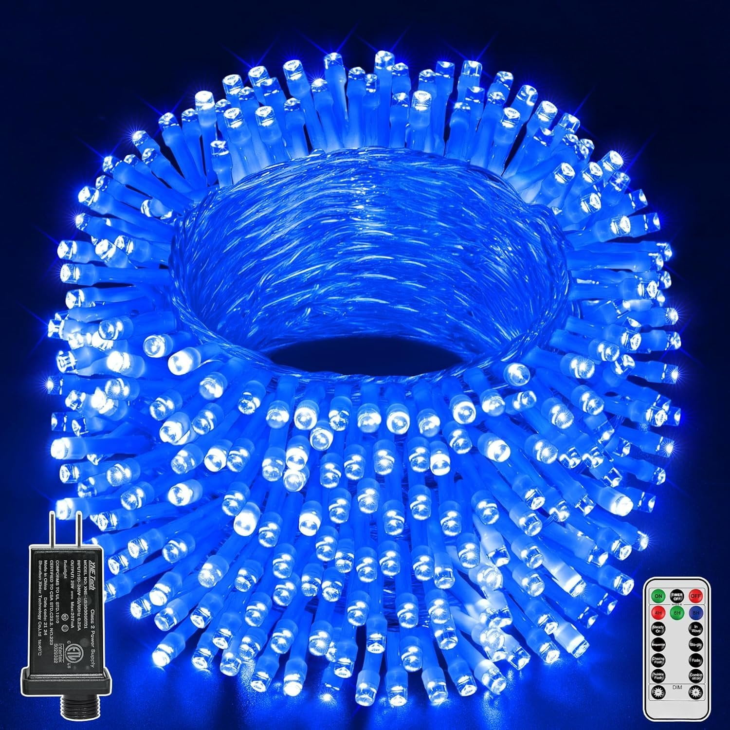 Blue Christmas Lights , 400LED 131FT String Lights with Remote 3 Timer ...