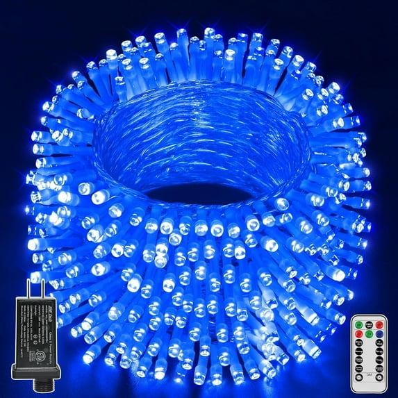 Blue Christmas Lights , 400LED 131FT String Lights with Remote 3 Timer ...