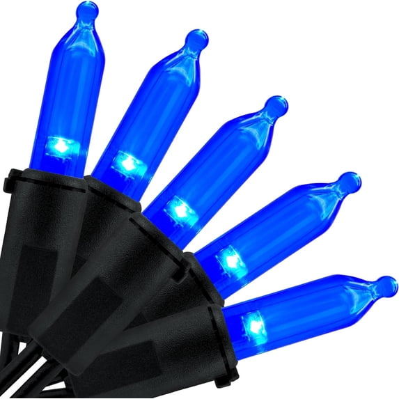 Blue Christmas Lights with Black Wire, 33 ft 100 Count UL Commercial ...
