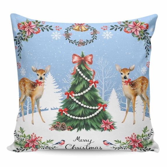Blue Christmas Pillow Covers 20x20 Inch Decorative Throw Pillow Cover ...