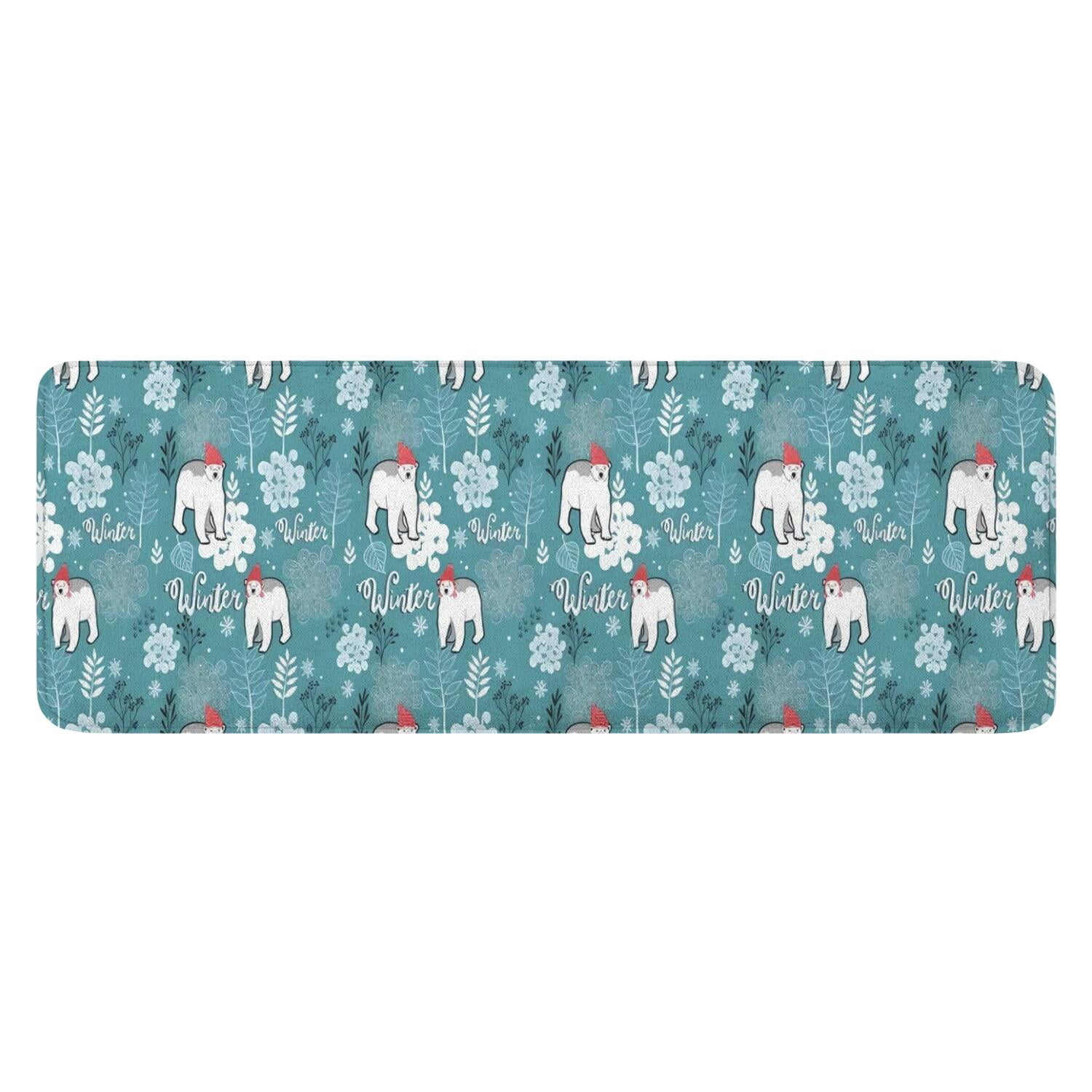 Blue Christmas Polar Bear Pattern Kitchen Rug Mat,Kitchen Runner Rugs ...