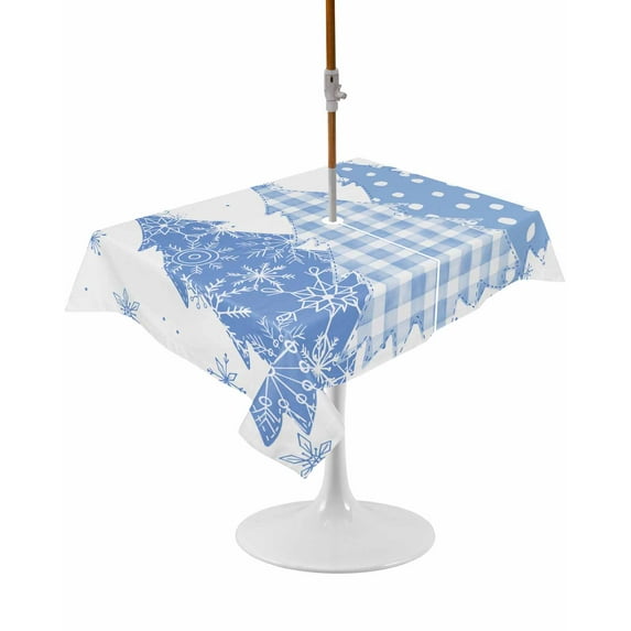 Blue Christmas Rectangle Outdoor Tablecloth, Waterproof Table Cloth ...