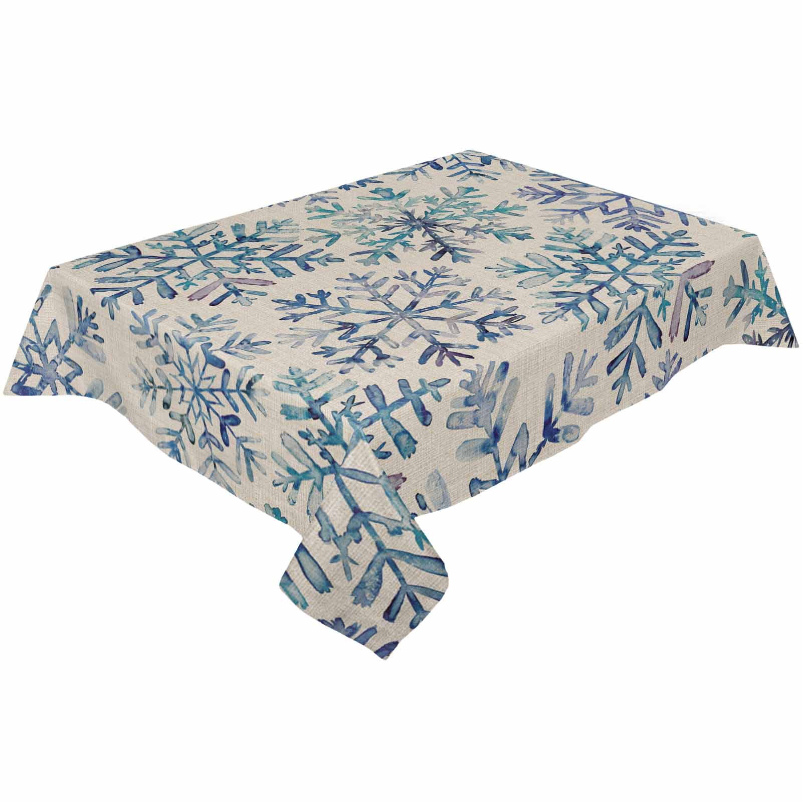 Blue Christmas Rectangle Tablecloths 60x84,Xmas Snowflake Simple Retro ...