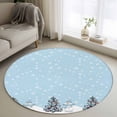 Blue Christmas Round Area Rug 4 FT, Non Slip Indoor Outdoor Rug, Winter ...