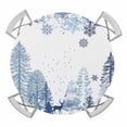 Blue Christmas Round Tablecloth for 55-60 Inch Tables, Fitted Table ...