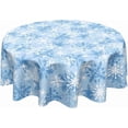 Blue Christmas Round Tablecloth 70 Inch Winter Snowflake Blue and White ...