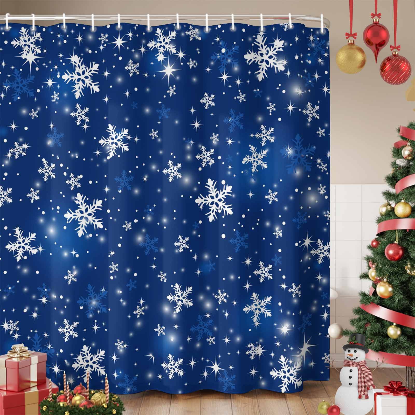 Blue Christmas Shower Curtain