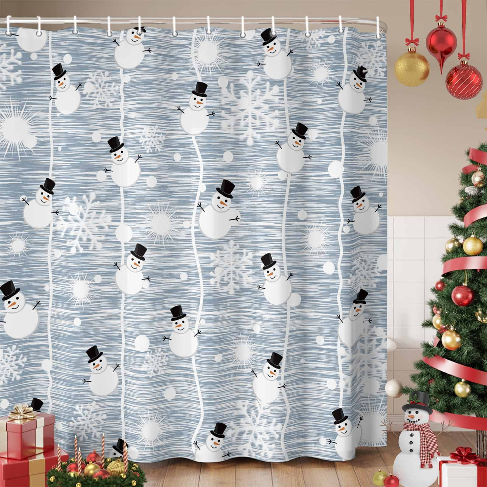 Blue Christmas Shower Curtain