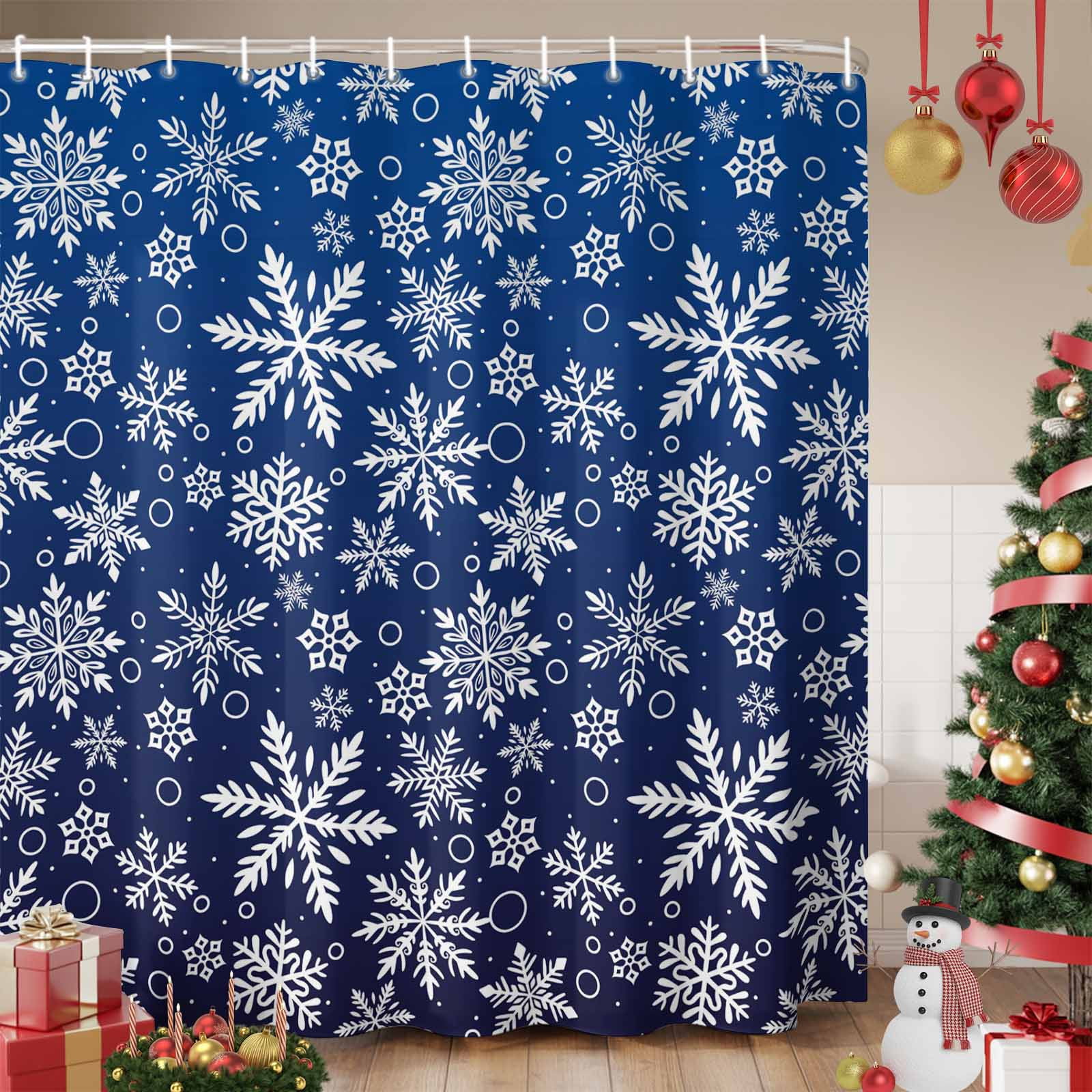 Blue Christmas Shower Curtain