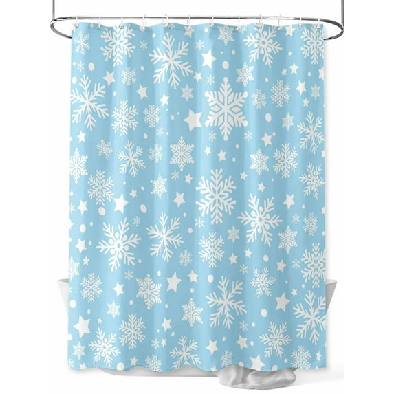Blue Christmas Snowflake Shower Curtain Set, Waterproof Shower Curtains ...