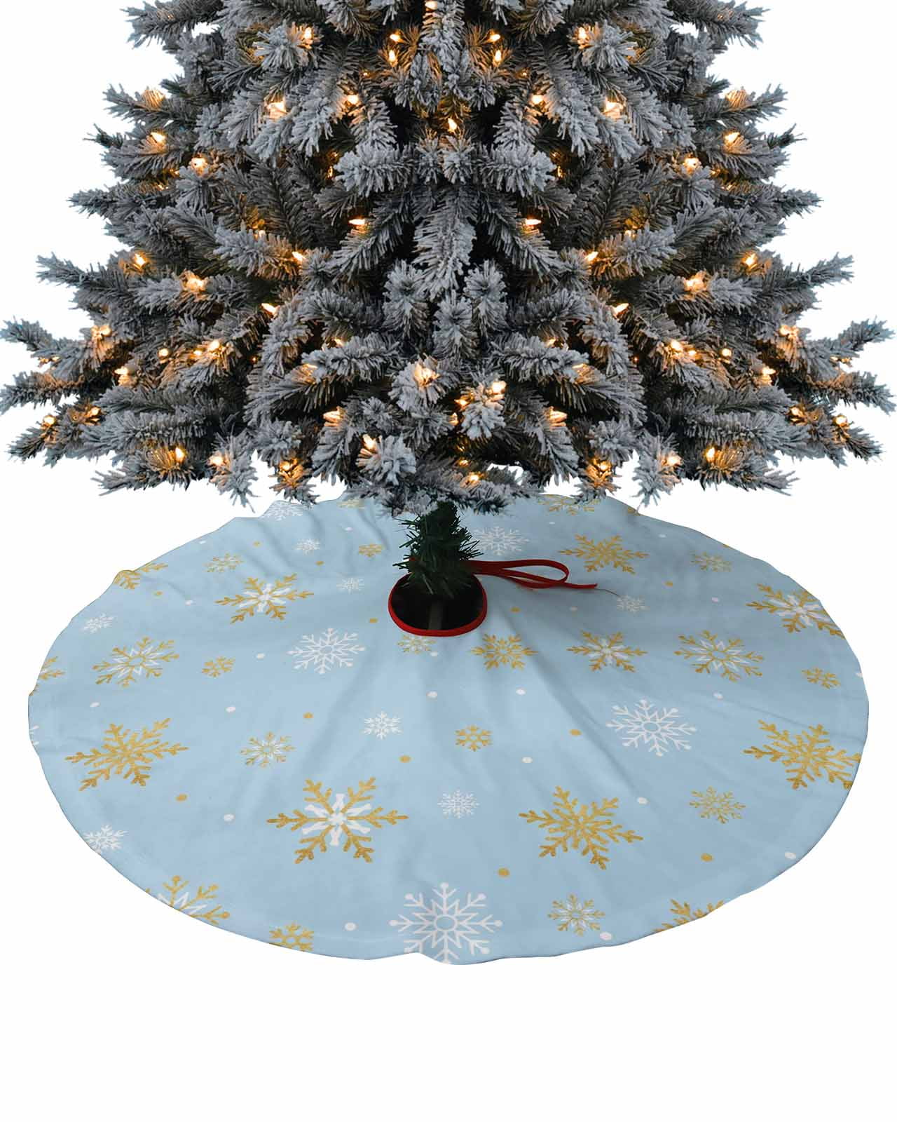 Blue Christmas Snowflake Christmas Tree Skirt 36 Inches Large Christmas ...