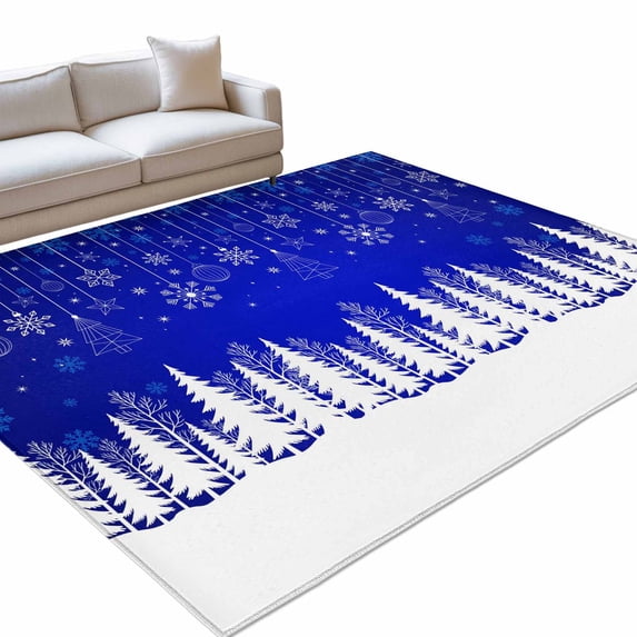 Blue Christmas Snowflakes Washable Rug 3x5 Area Rug for Living Room ...