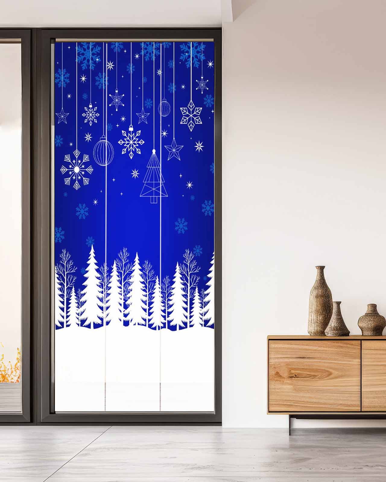 Blue Christmas Snowflakes Window Privacy Film Stained Glass Window Film ...