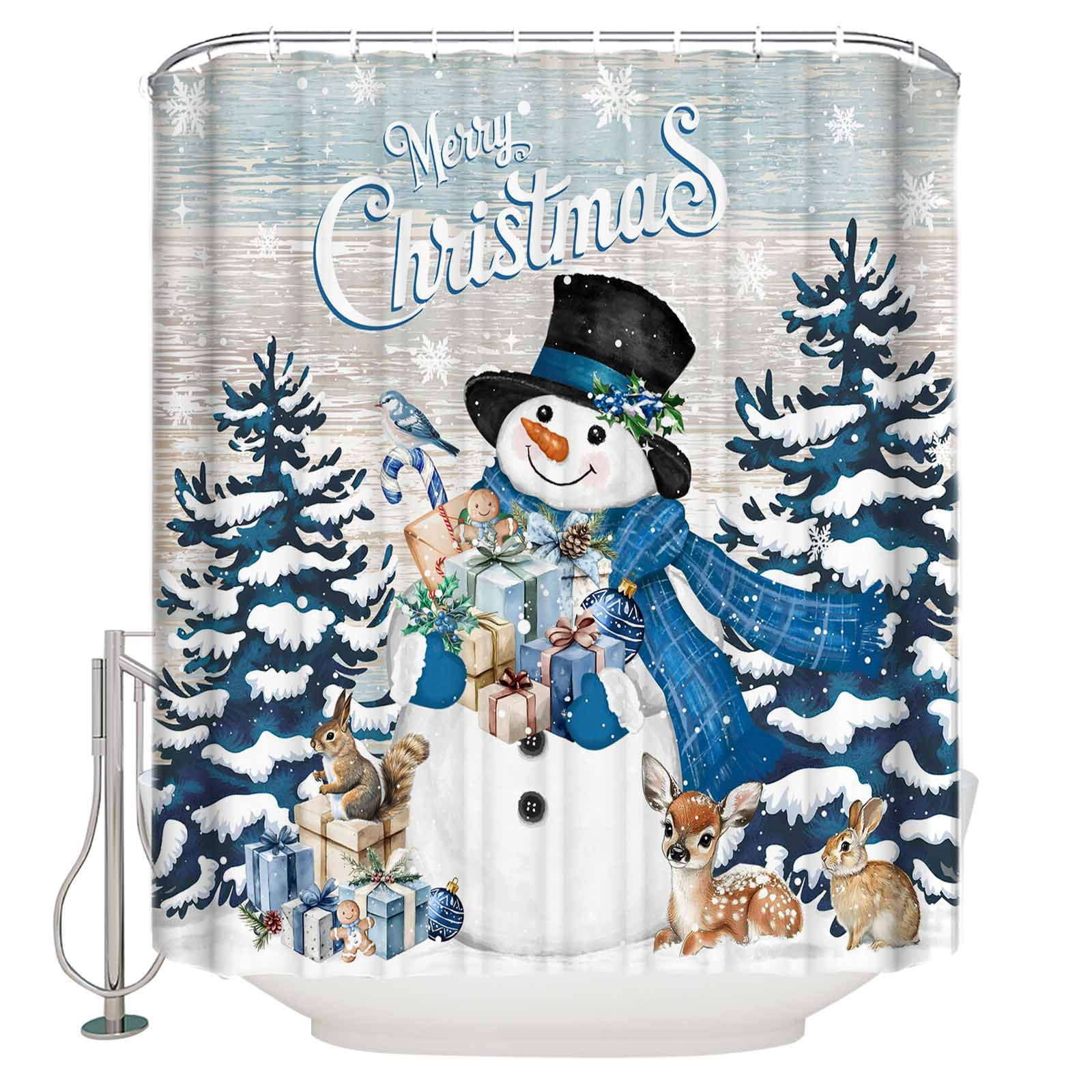 Blue Christmas Shower Curtain