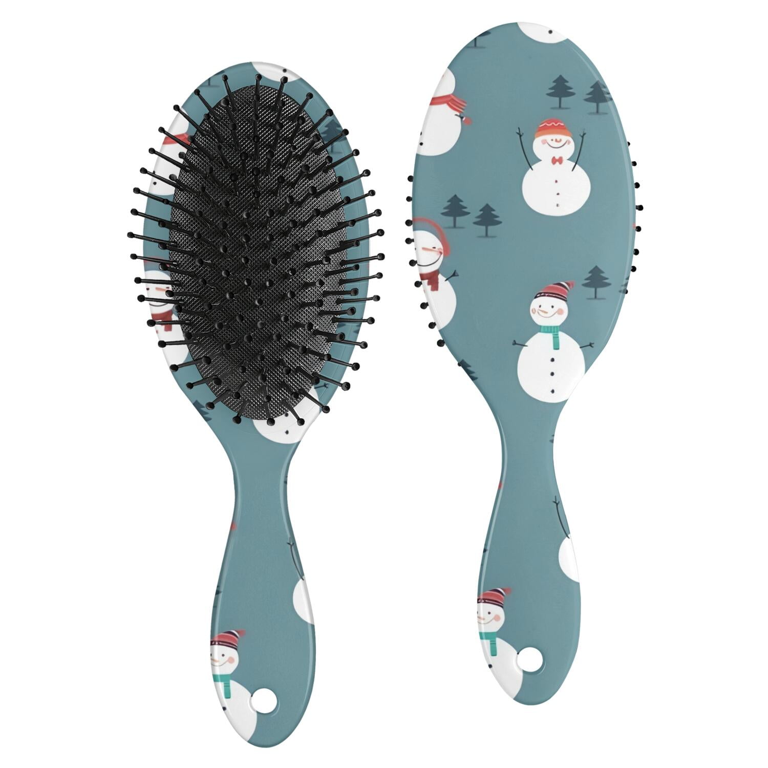 Blue Christmas Snowman Pattern Hair Brush,Girls Detangling Hair Brush ...