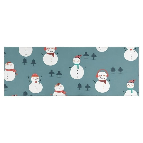 Blue Christmas Snowman Pattern Kitchen Rug Mat,Kitchen Runner Rugs Non ...