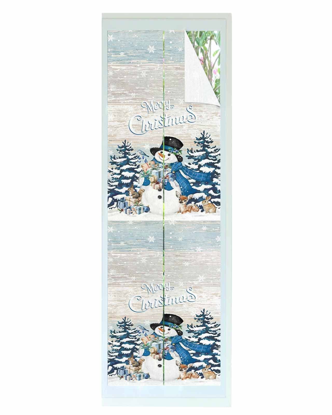 Blue Christmas Snowman Window Privacy Film Stained Glass Window Film ...