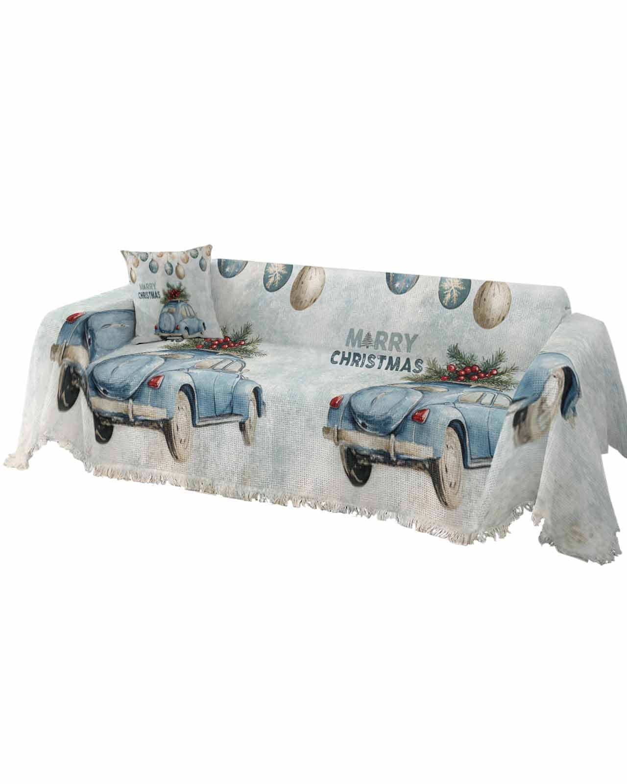 Blue Christmas Sofa Covers for 3 Cushion Couch, Washable Sectional & L ...