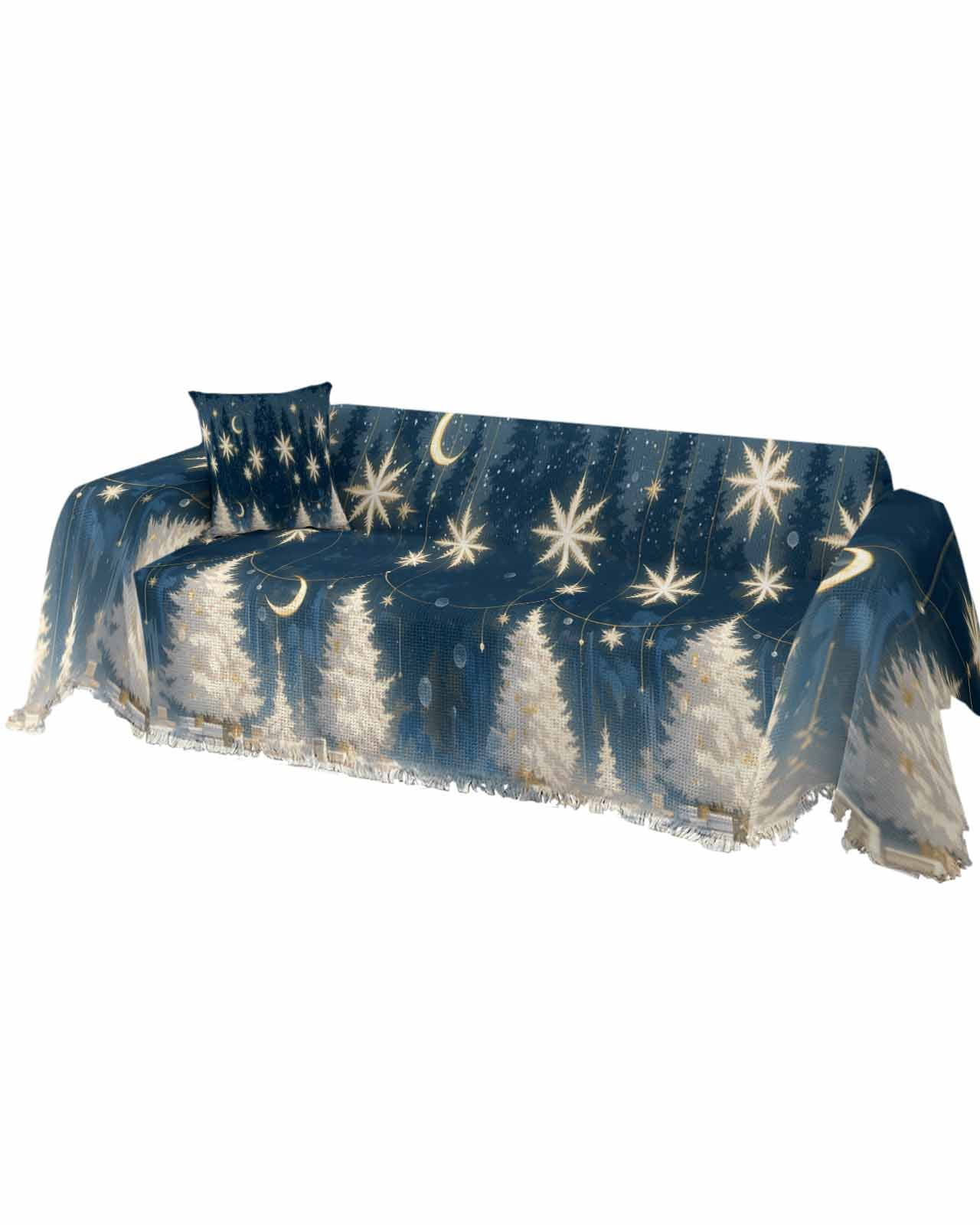 Blue Christmas Sofa Covers for 3 Cushion, Washable Couch Cover for ...