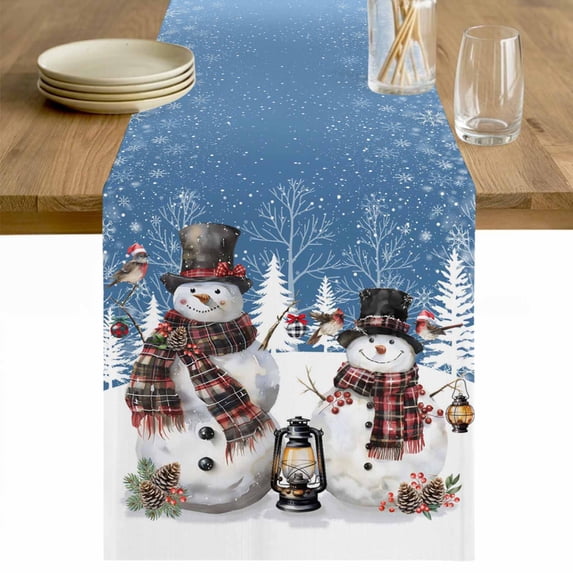 Blue Christmas Table Runner 36 Inches Long Farmhouse Dress Scarves ...