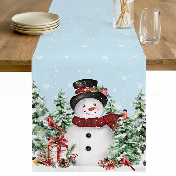 Blue Christmas Table Runner 36 Inches Long Farmhouse Dress Scarves ...