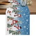 Blue Christmas Table Runner 36 Inches, Snowman Xmas Tree Snowflake ...