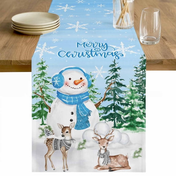 Blue Christmas Table Runner 60 Inches Long Farmhouse Dress Scarves ...