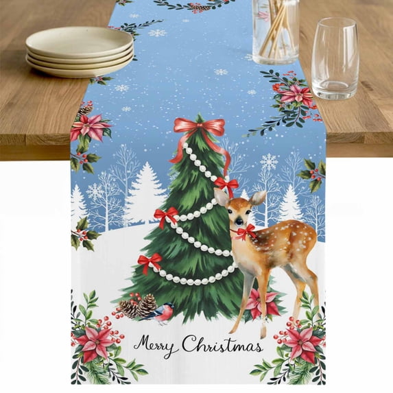 Blue Christmas Table Runner 90 Inches Long Farmhouse Dress Scarves ...