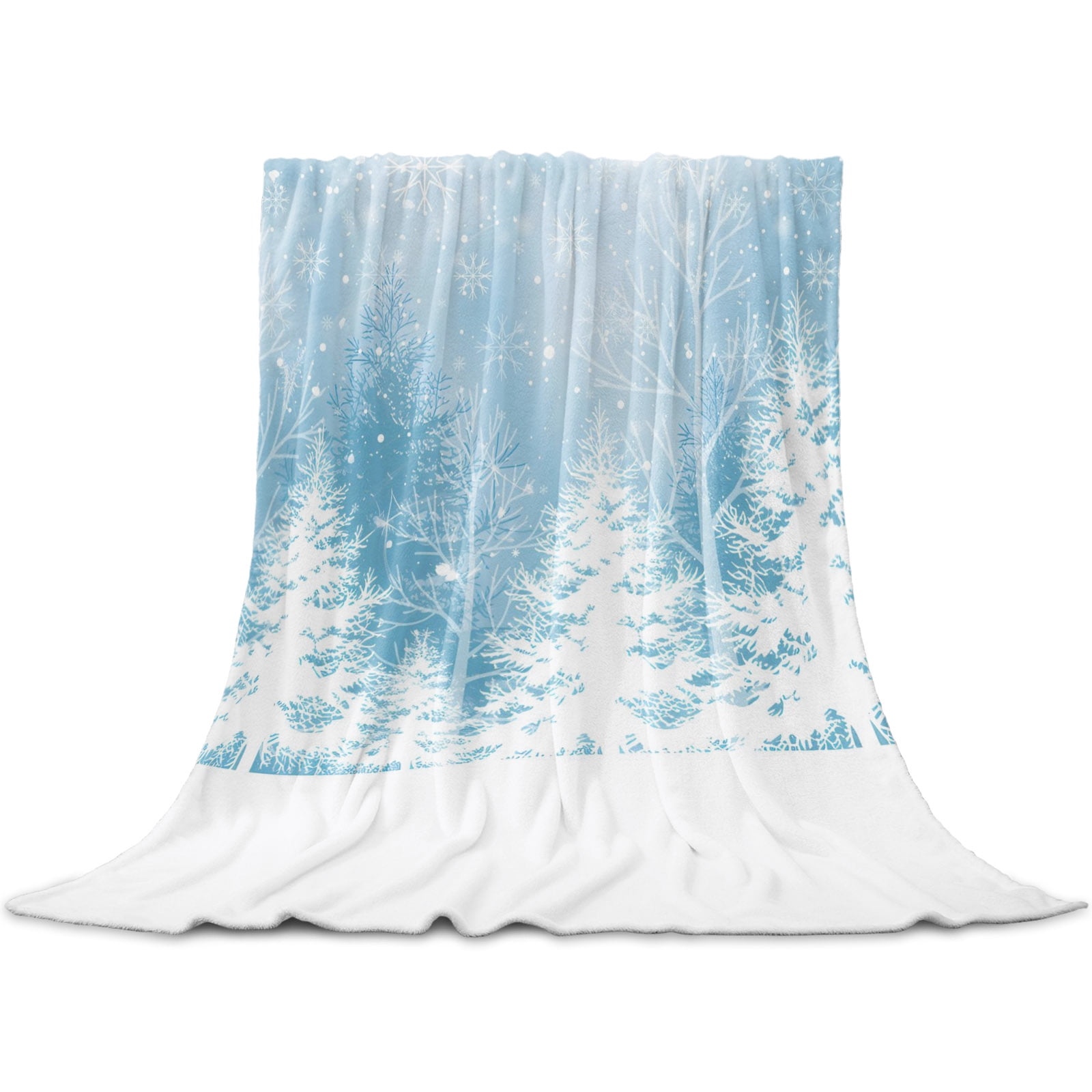 Blue Christmas Throw Blanket for Couch,Soft Lightweight Flannel Fleece ...