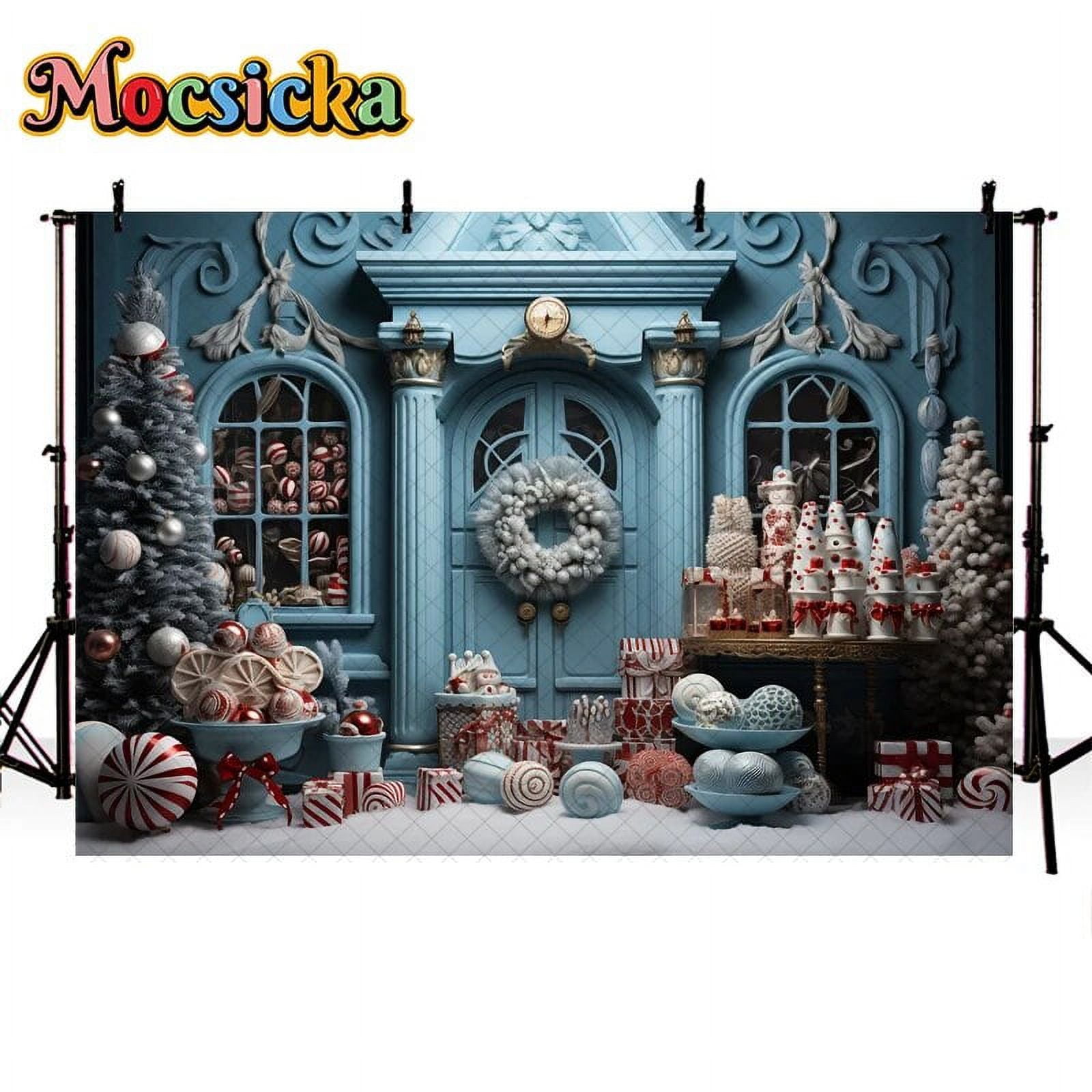 Blue Christmas Toys Store Backdrop For Children Portrait Birthday Party ...
