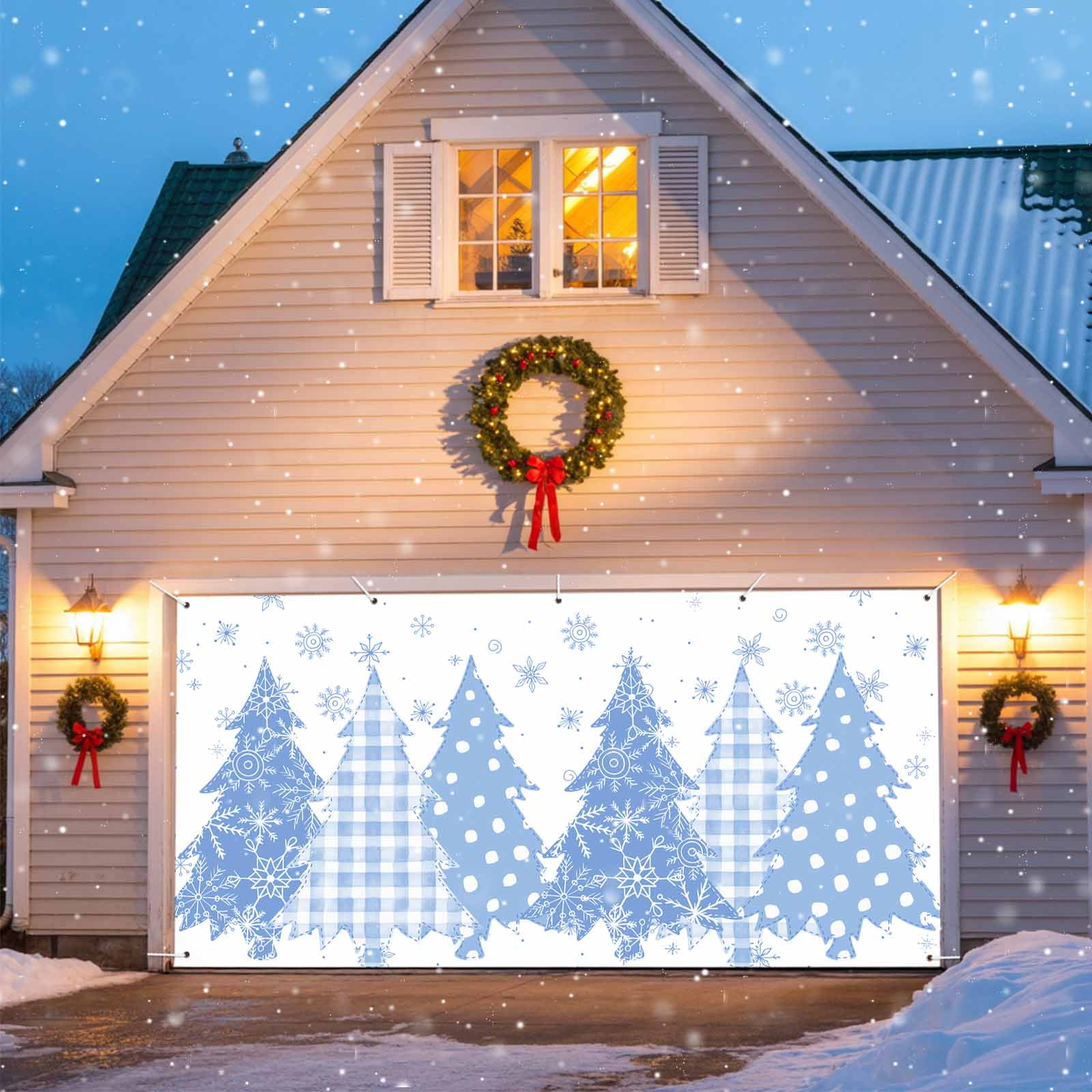 Blue Christmas Tree Christmas Garage Door Decorations, 6.9x8ft Garage ...
