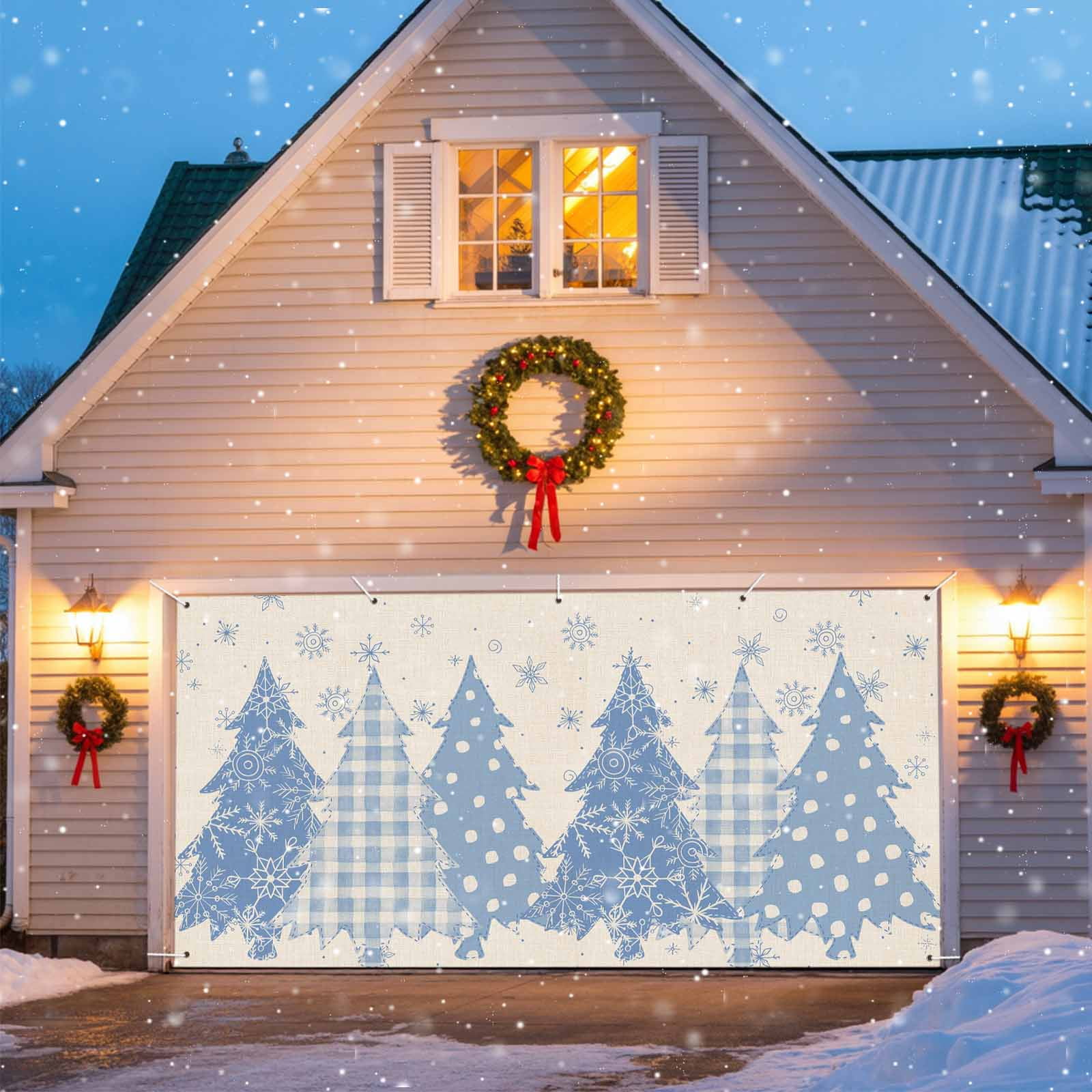 Blue Christmas Tree Christmas Garage Door Decorations, 6.9x8ft Garage ...