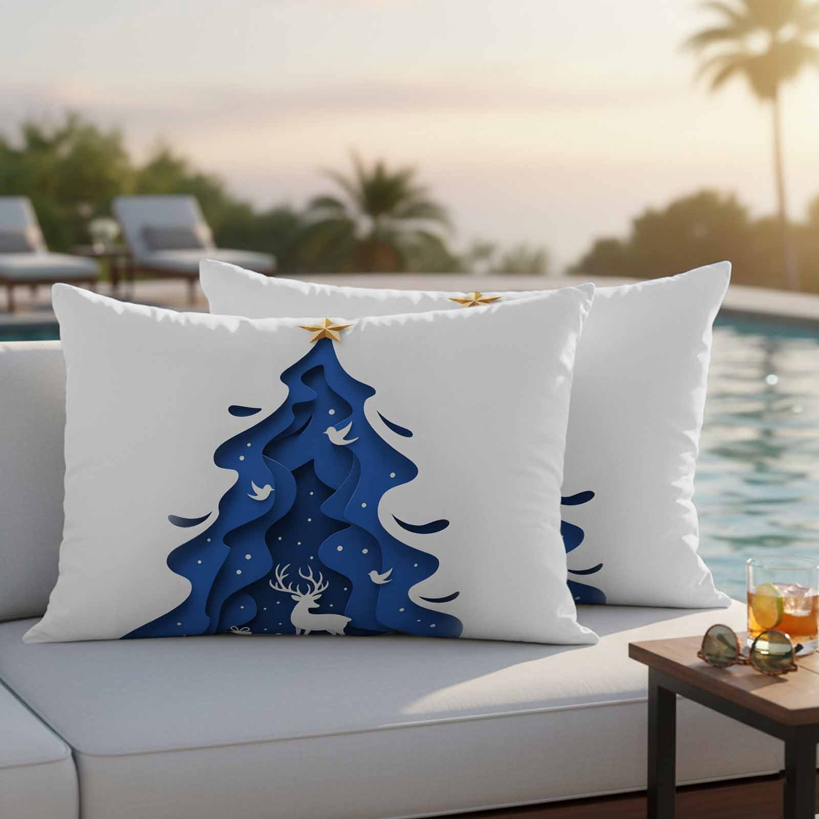 Blue Christmas Tree Outdoor Pillow Covers 20x12 Inch Lumbar Pillow ...